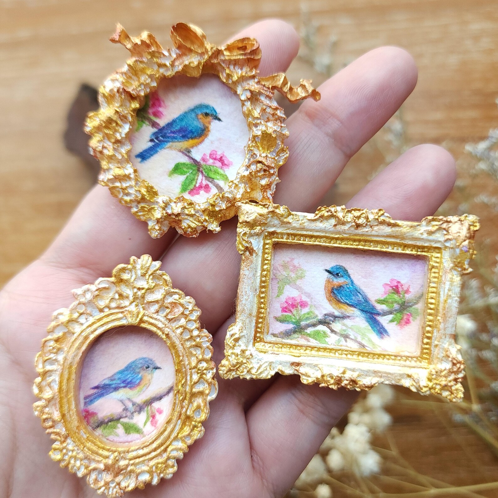 Tiny Treasures Set - Original Miniature Western Bluebird Watercolor ...