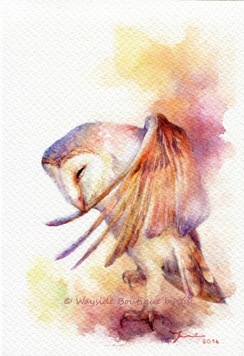 PRINT proud of Owl Watercolor Painting 7.5 X 11 - Etsy