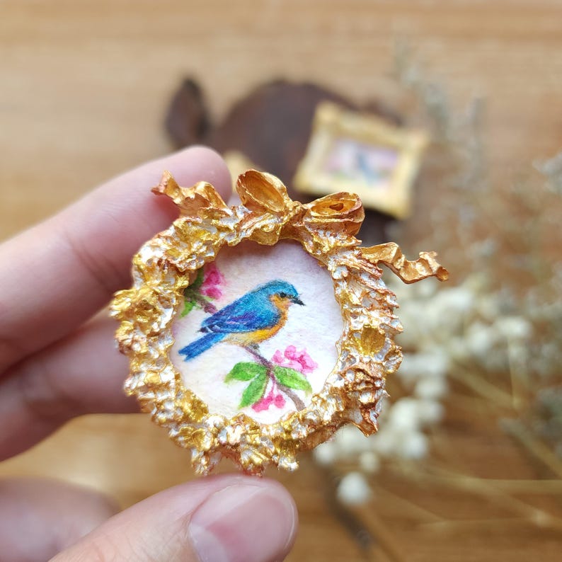 Tiny Treasures Set - Original Miniature Western Bluebird Watercolor ...
