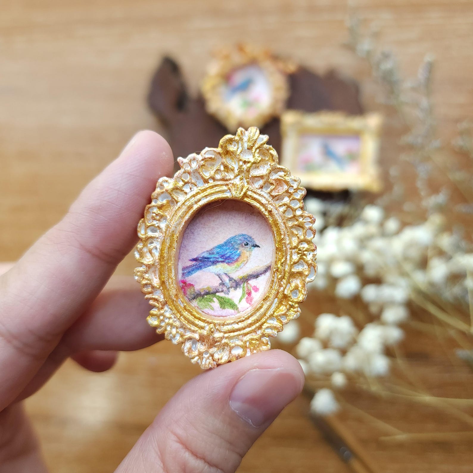 Tiny Treasures Set - Original Miniature Western Bluebird Watercolor ...