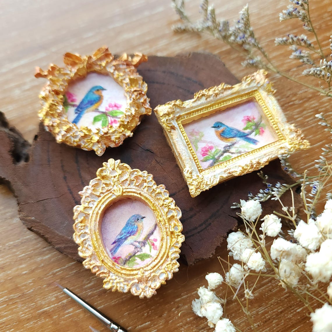 Tiny Treasures Set - Original Miniature Western Bluebird Watercolor ...