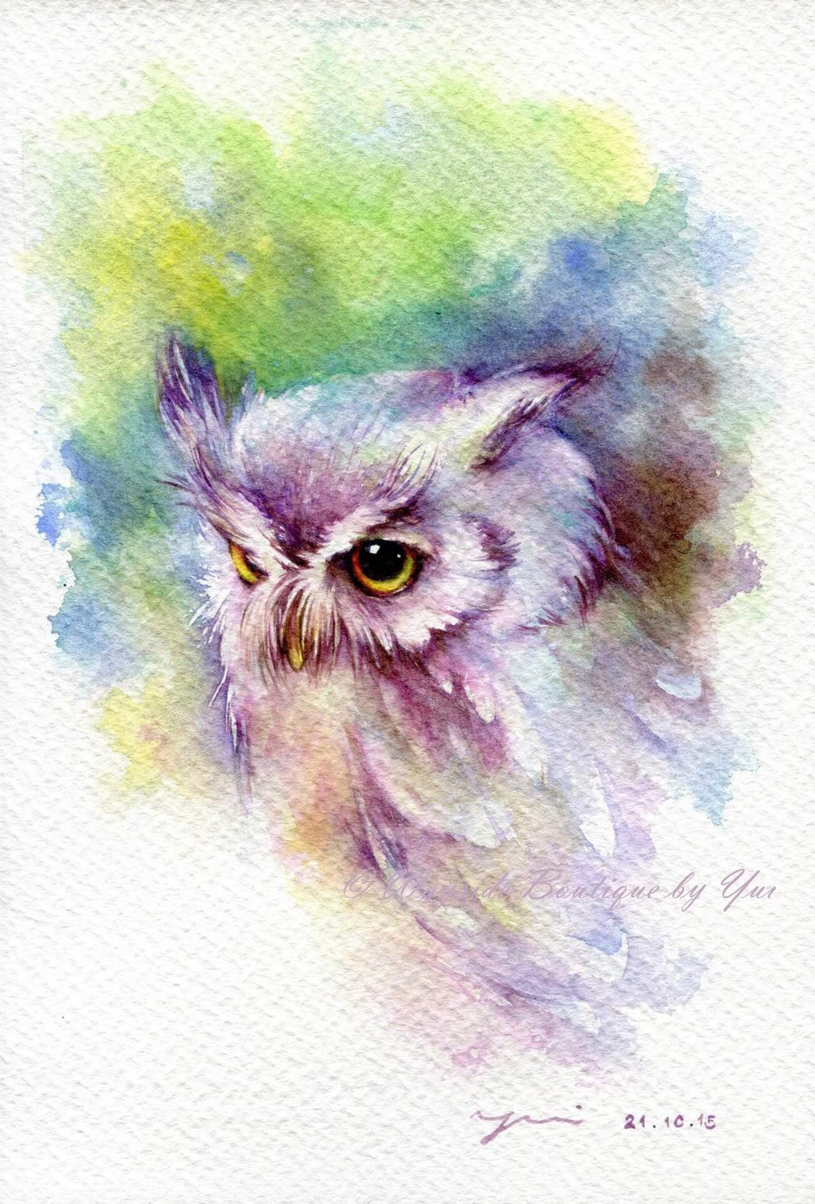 Greeting Owl Set 5 Cards Print From Watercolor Painting 4 X6 - Etsy