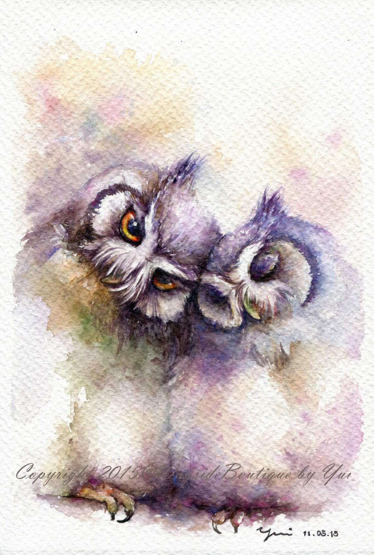 Greeting Owl Set 5 Cards Print From Watercolor Painting 4 X6 - Etsy
