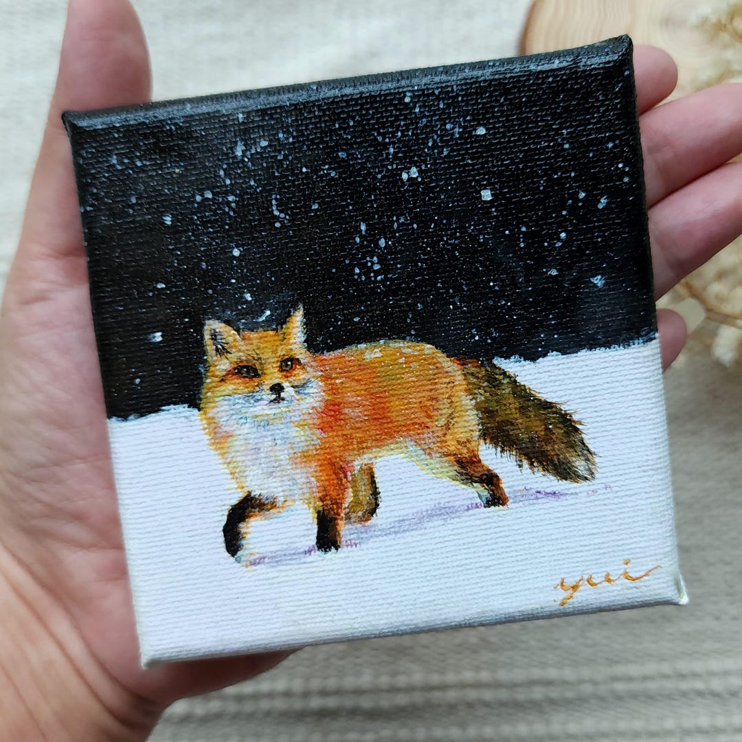 Original Hand-painted Fox Acrylic Art on Canvas, Painting by Yui ...