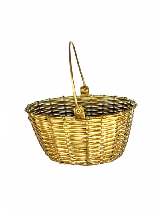 Vintage Brass Basket Woven Brass - Etsy