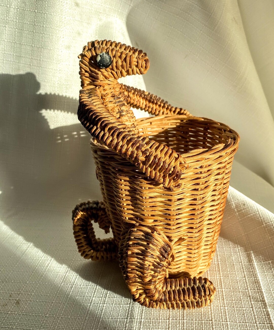 Vintage Wicker Planter, Wicker Animals - Etsy