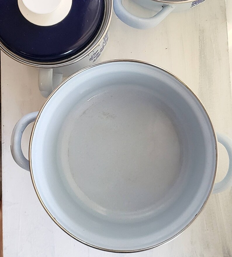 Vintage Enamelware German Enamelware Pots and Pans Blue - Etsy