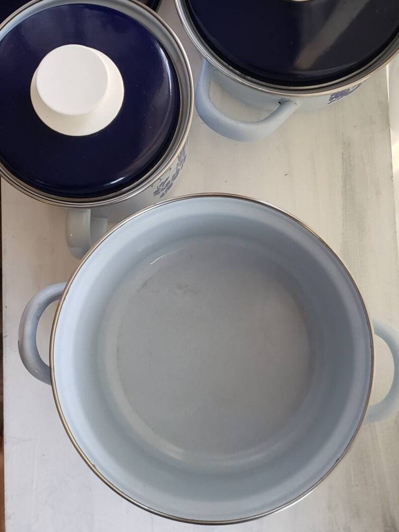 Vintage Enamelware German Enamelware Pots and Pans Blue - Etsy