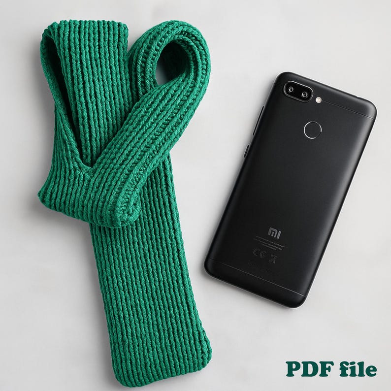 Knitted Phone Pouch Pattern PDF Ribbed iPhone Pocket Knitting Needles ...