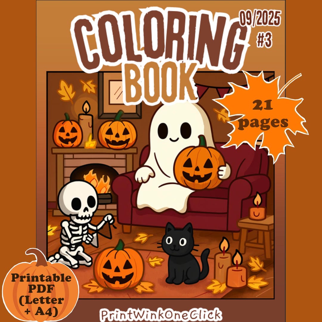 Halloween Coloring Pages for Kids | Cute Spooky Ghost, Pumpkin, Cat ...
