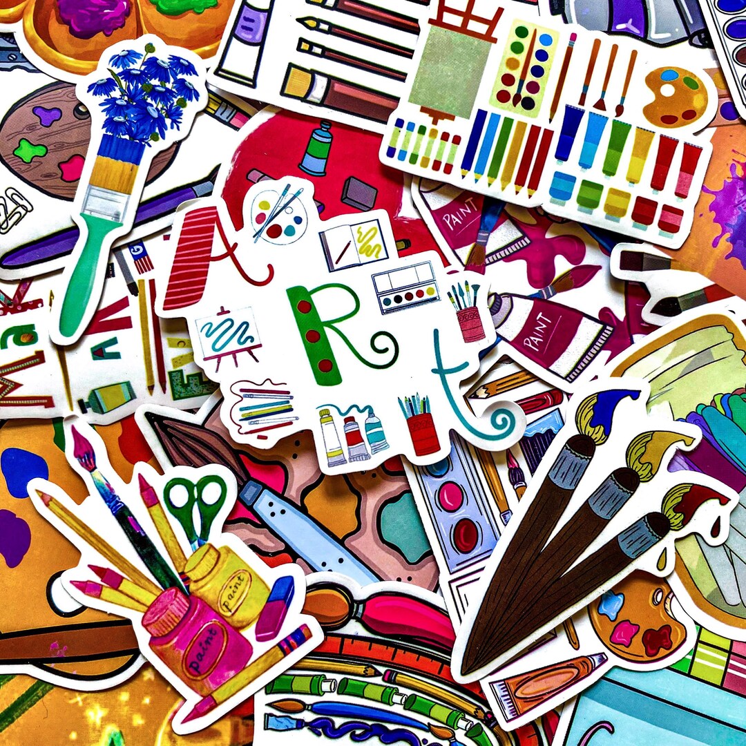 Pack of 50 Art Stickers, Painting Stickers, Creative Drawing Stickers ...