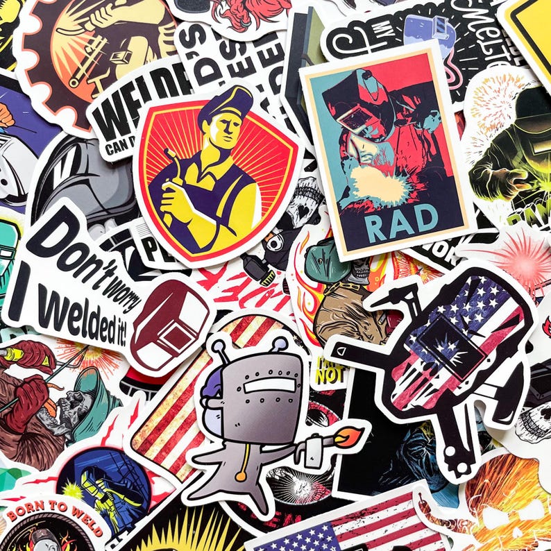 Pack of 50 Welding Stickers, Funny Welder Stickers, Skull Welding ...