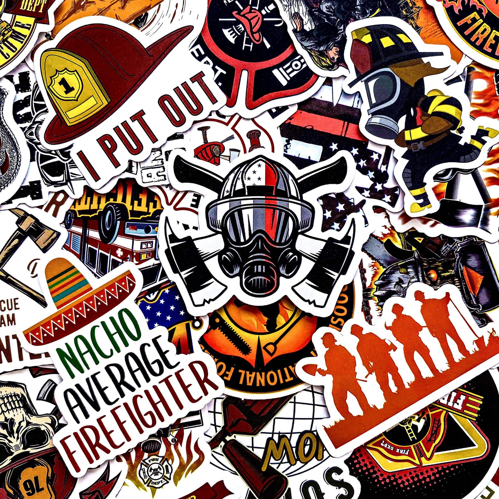 Pack of 50 Firefighter Stickers, Fire Helmet Stickers, Rescue Team ...