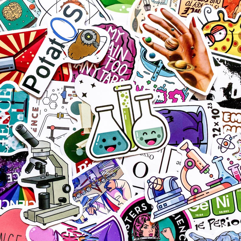 Pack of 50 Science Stickers, Funny Lab Stickers, Nerdy Chemistry ...