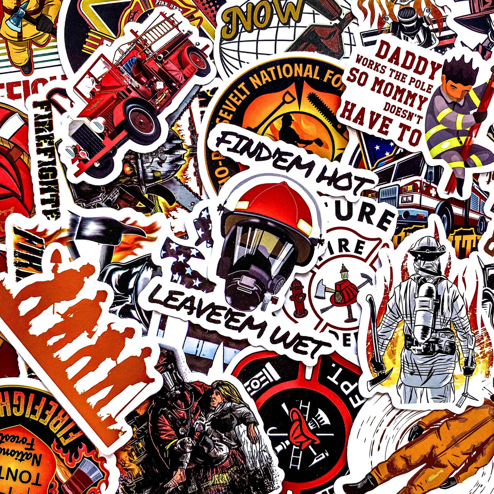 Pack of 50 Firefighter Stickers, Fire Helmet Stickers, Rescue Team ...