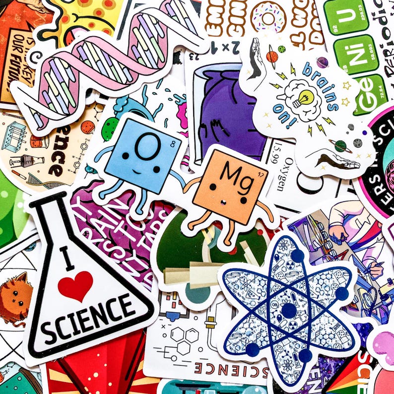Pack of 50 Science Stickers, Funny Lab Stickers, Nerdy Chemistry ...