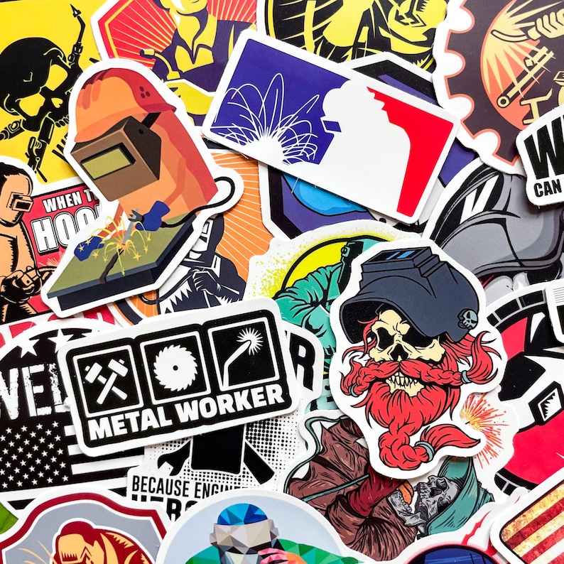 Pack of 50 Welding Stickers, Funny Welder Stickers, Skull Welding ...