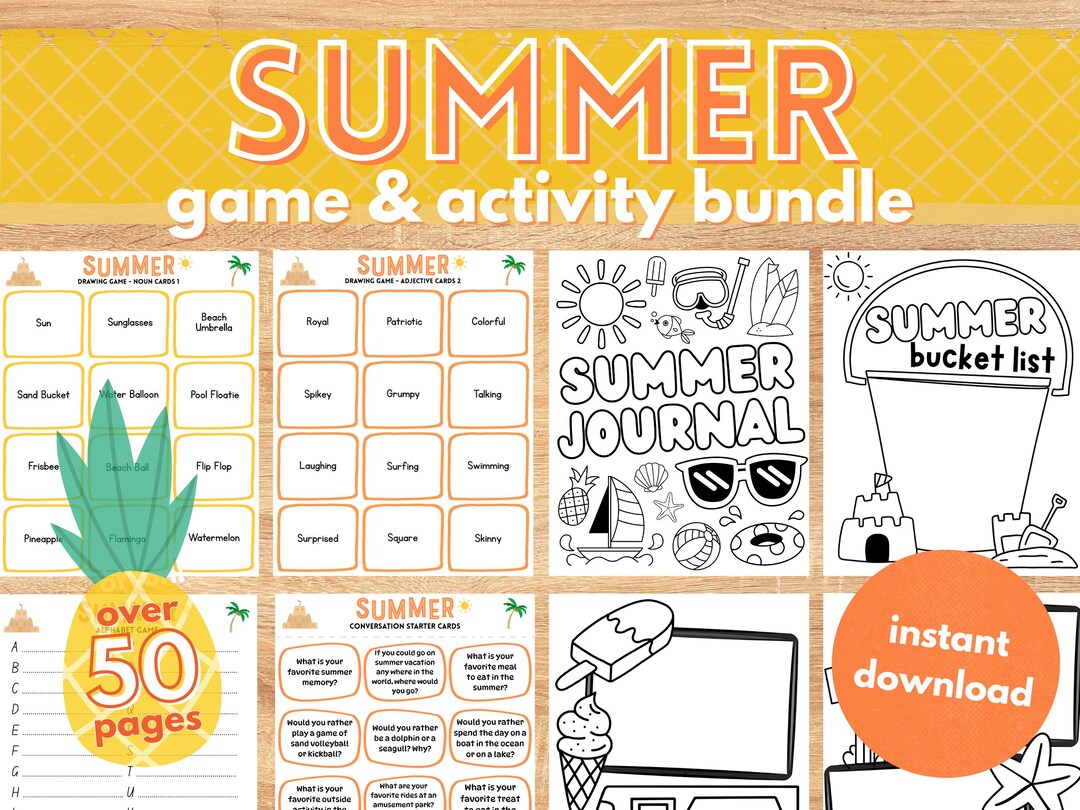 Summer Activity Bundle – Printable Games & Coloring Journal (instant ...