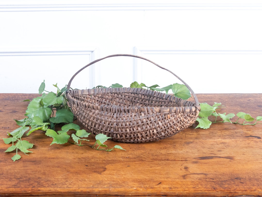 Antique Elongated Canoe Shaped Hand Woven Splint Basket Primitive ...