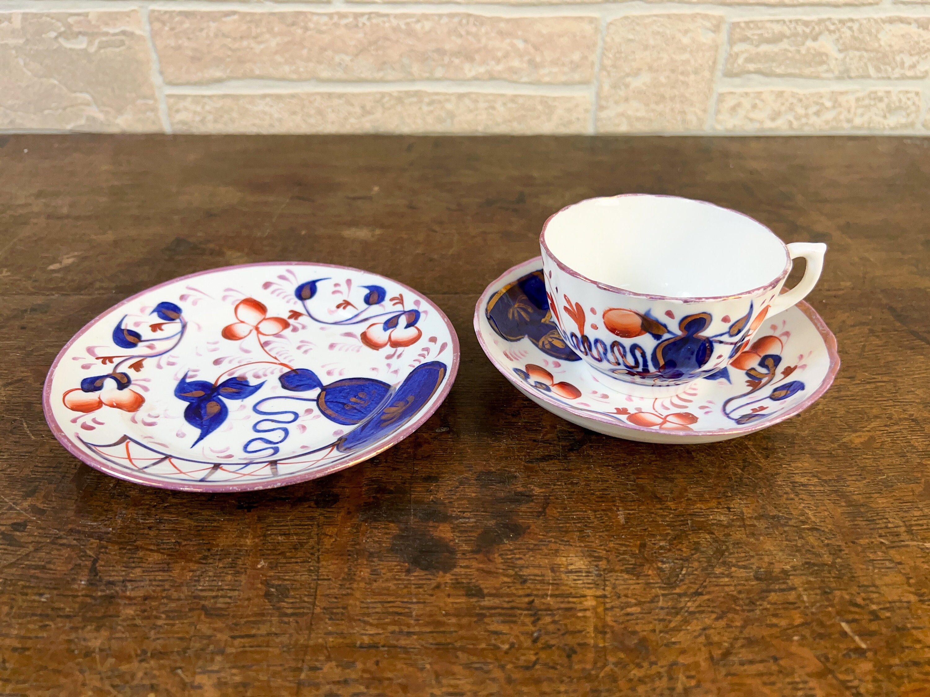 Antique Tea Cup Saucer & Side Plate Trio Gaudy Welsh 19th - Etsy