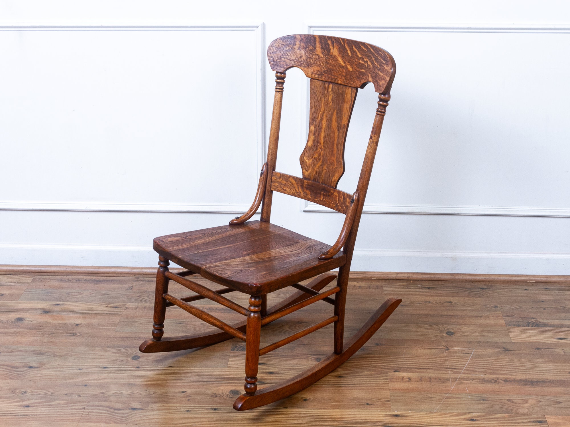 Antique Tiger Oak Wood Rocking Chair American C.1900. - Etsy