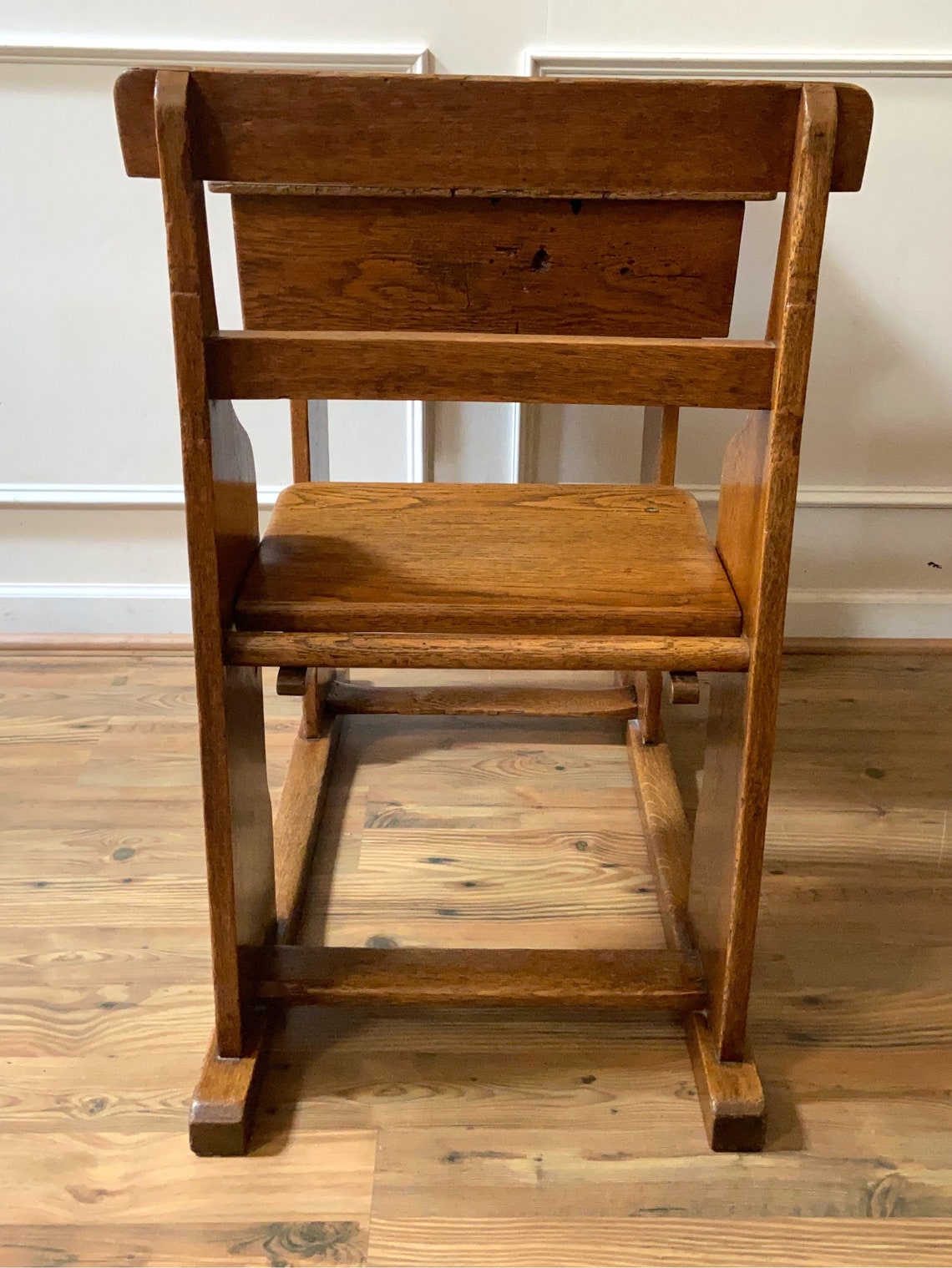 Vintage Oak Slant Top School Desk With Attached Bench. - Etsy
