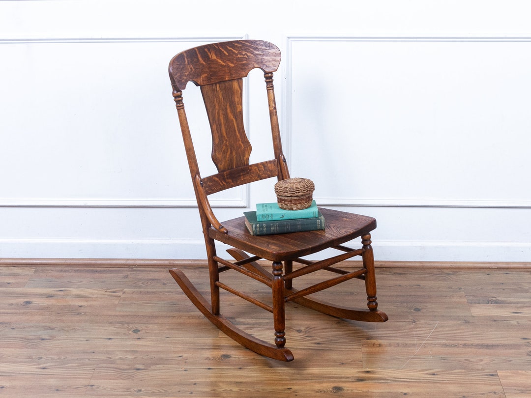 Antique Tiger Oak Wood Rocking Chair American C.1900. - Etsy