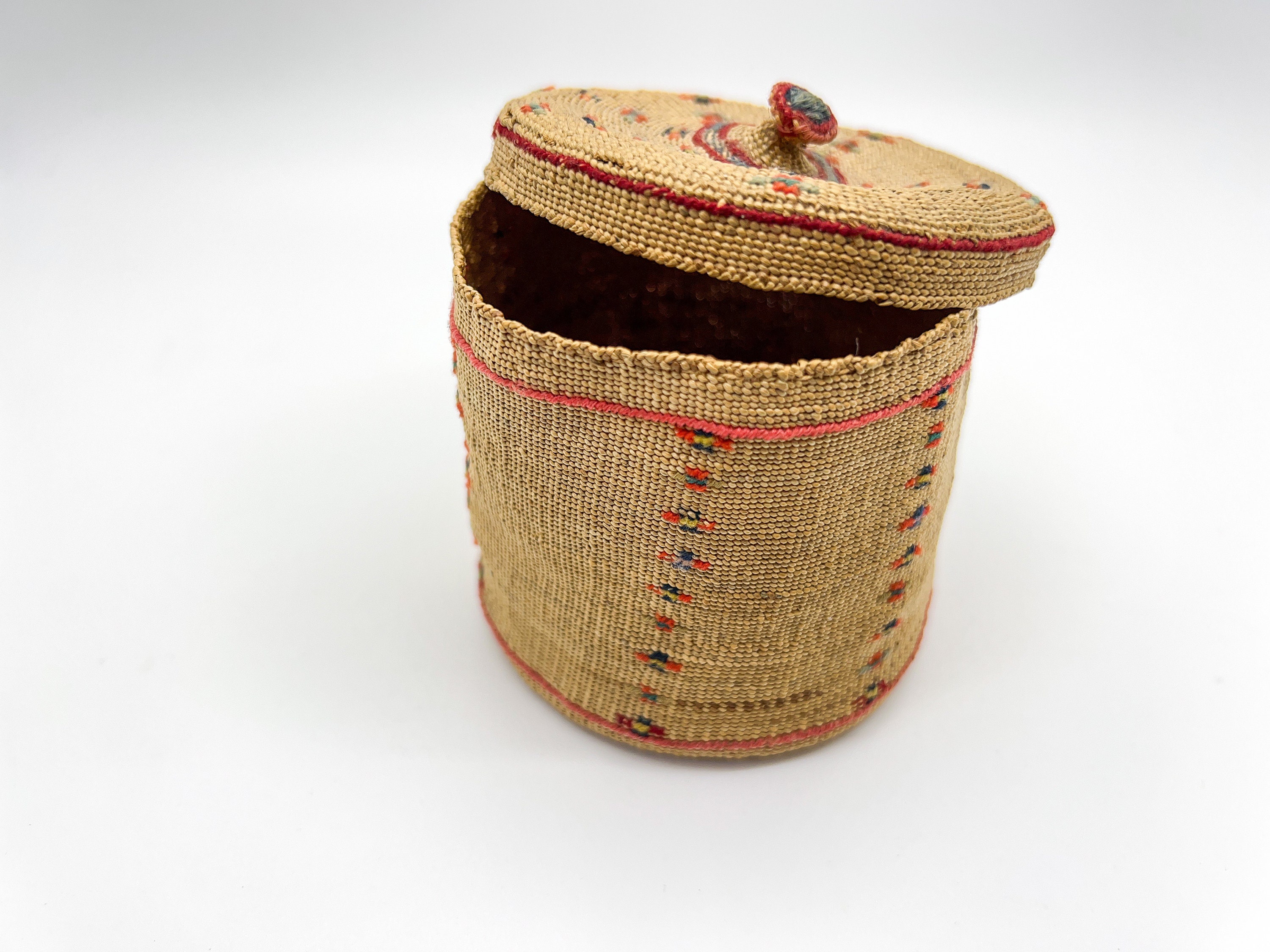 Rare Aleut Finely Woven Grass Small Lidded Basket, Aleutian Islands ...