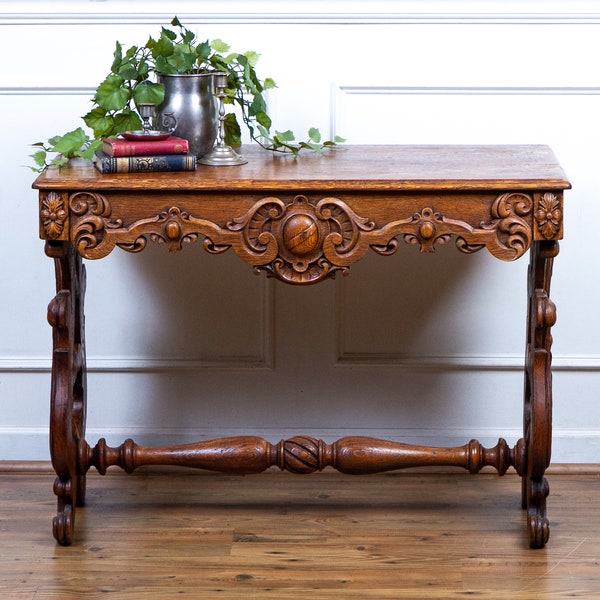 Antique Oak Console Table - Etsy