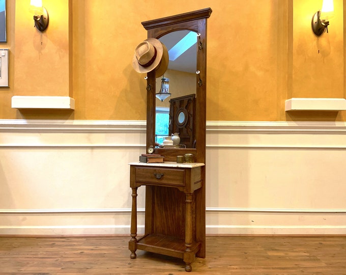 Vintage Oak Hall Tree, Hat Stand. - Etsy