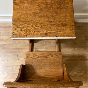 Vintage Oak Slant Top School Desk With Attached Bench. - Etsy