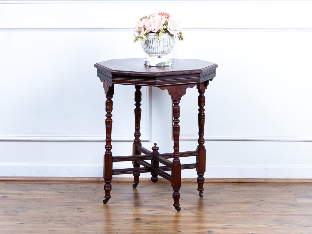 Antique English Mahogany Octagonal Side Table - Etsy