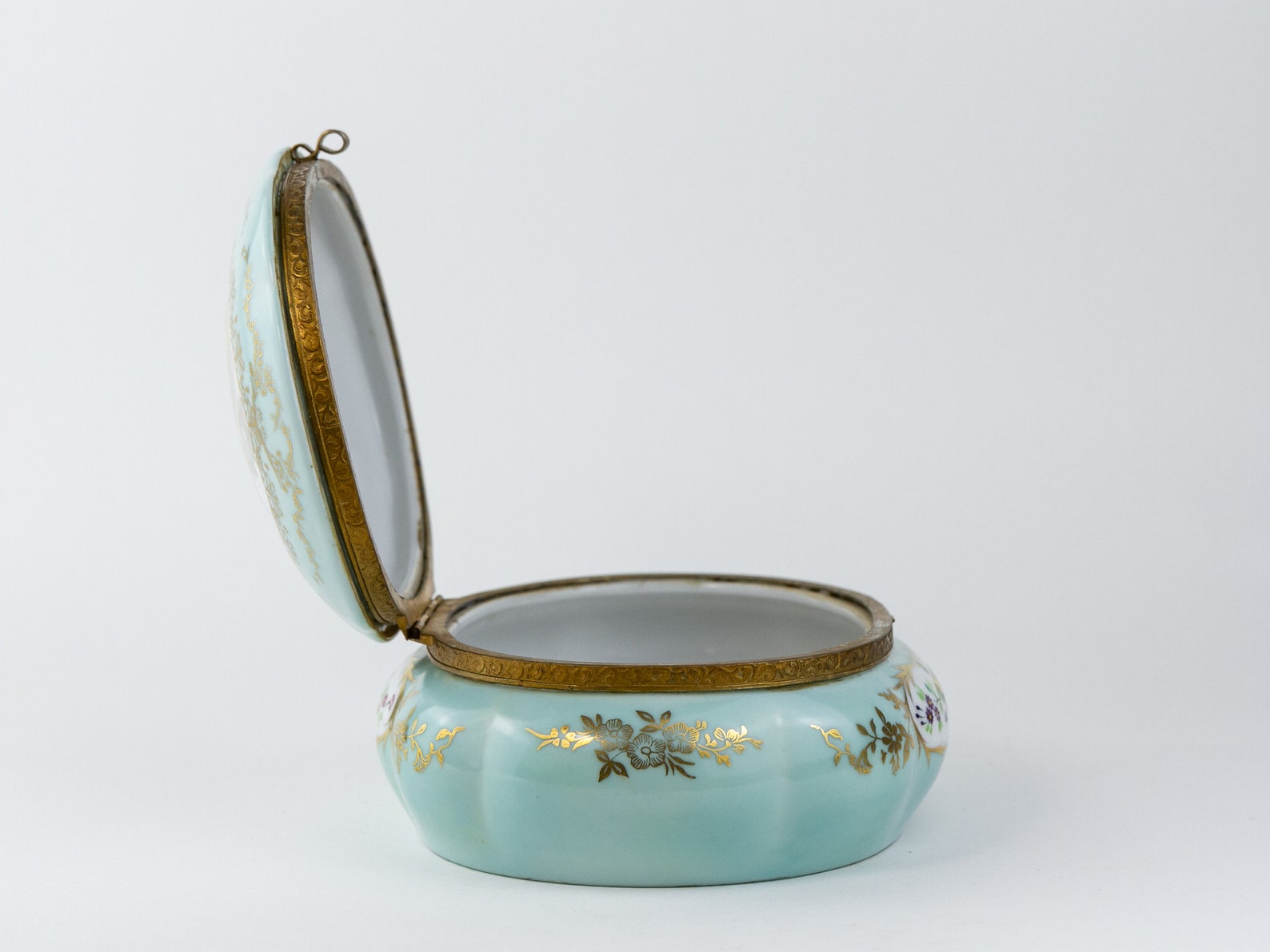 Antique German Hand Painted Porcelain Powder Box C.1900 - Etsy