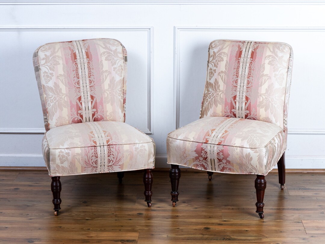 Pair of Antique Victorian Low Profile Bedroom or Parlor Chairs C.1880 ...