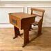 Vintage Oak Slant Top School Desk With Attached Bench. - Etsy