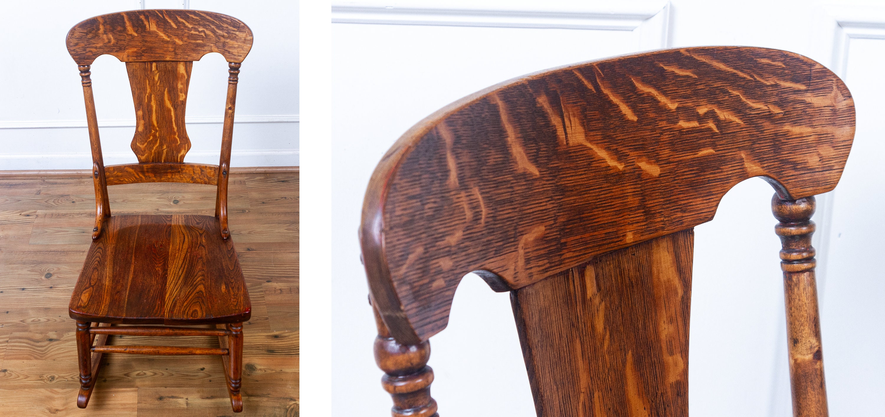 Antique Tiger Oak Wood Rocking Chair American C.1900. - Etsy