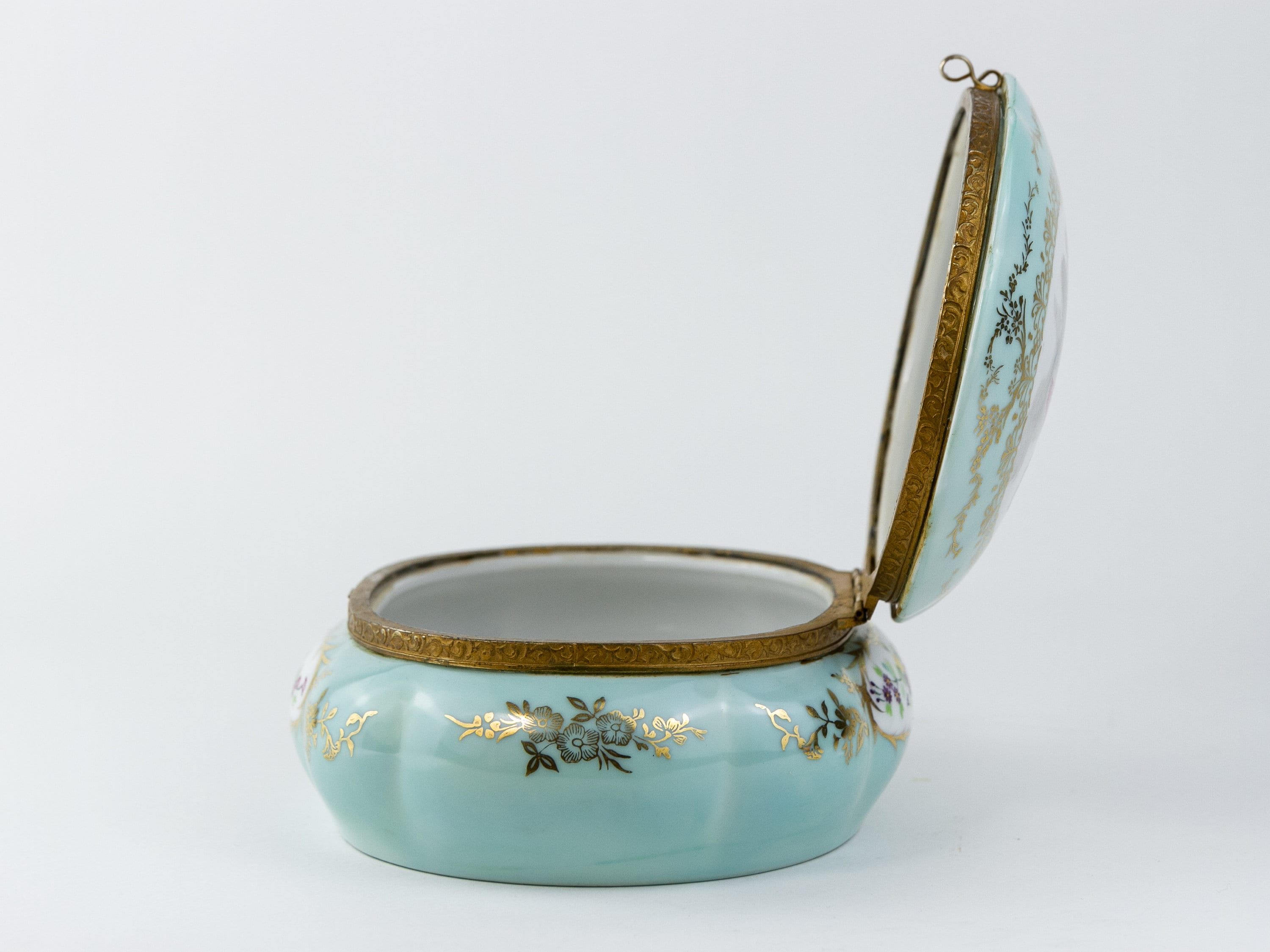 Antique German Hand Painted Porcelain Powder Box C.1900 - Etsy