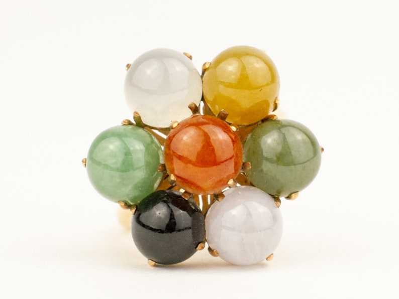 Vintage 14K Gold and Multi Colored Jade Flower Ring. Size 7 - Etsy