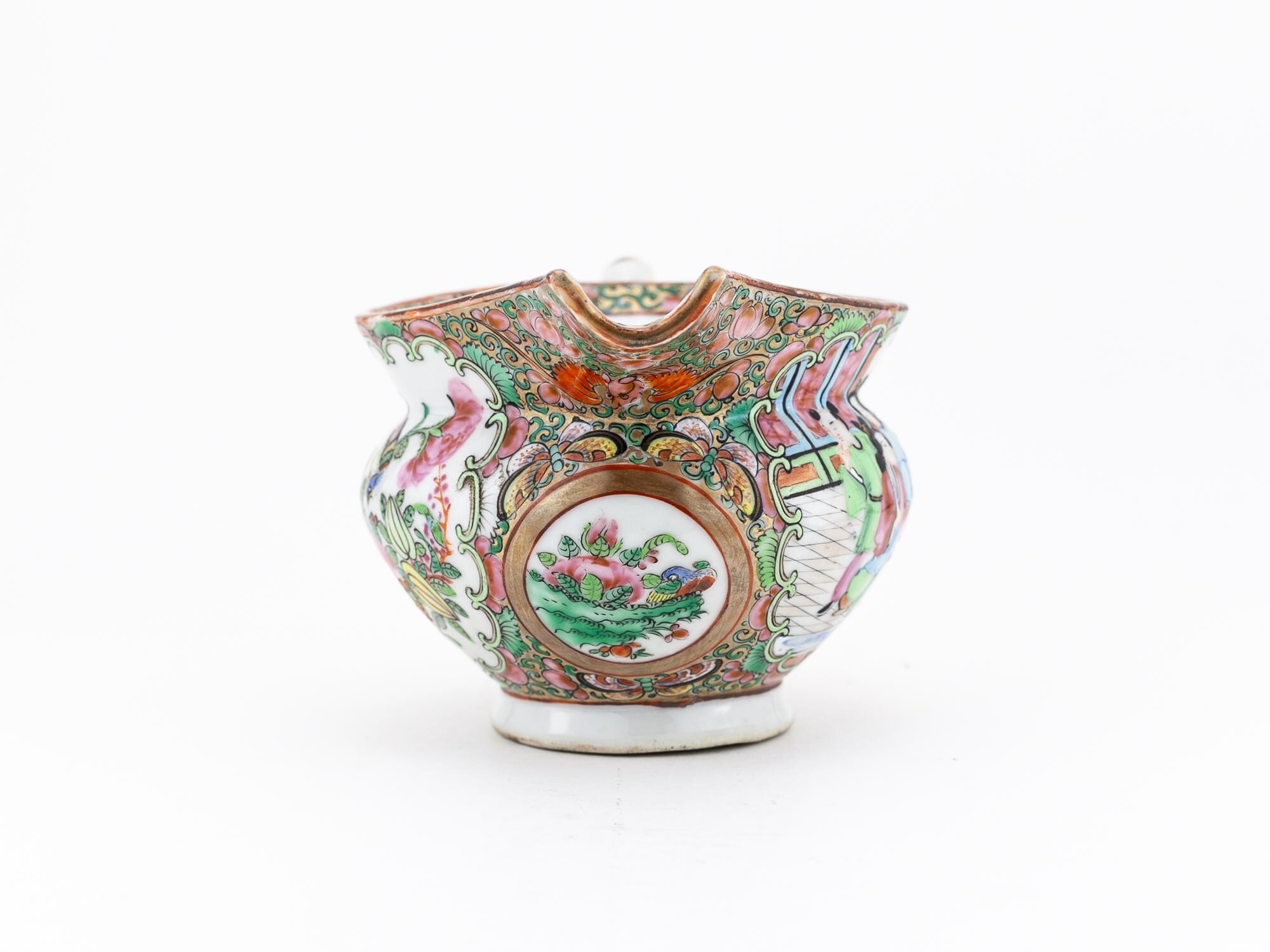 Antique 19th Century Chinese Famille Rose Medallion Small Hog Nose Jug ...