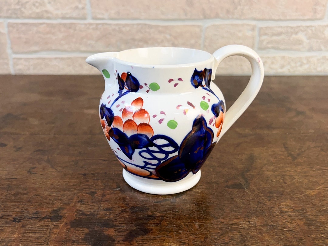 Antique Hand Painted Gaudy Welsh Pottery Jug, Oyster Pattern, 19th ...