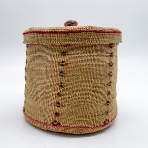 Rare Aleut Finely Woven Grass Small Lidded Basket, Aleutian Islands ...