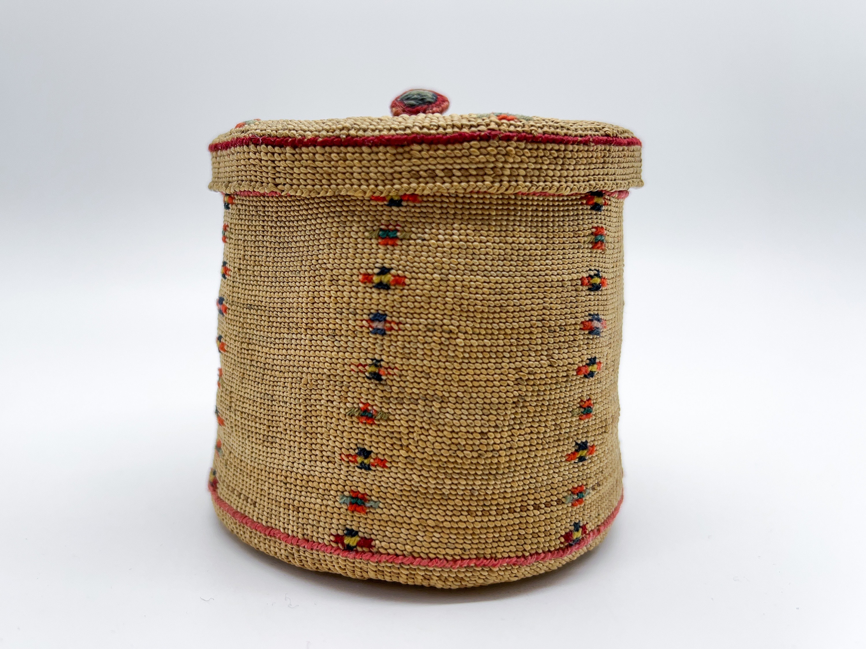 Rare Aleut Finely Woven Grass Small Lidded Basket, Aleutian Islands ...