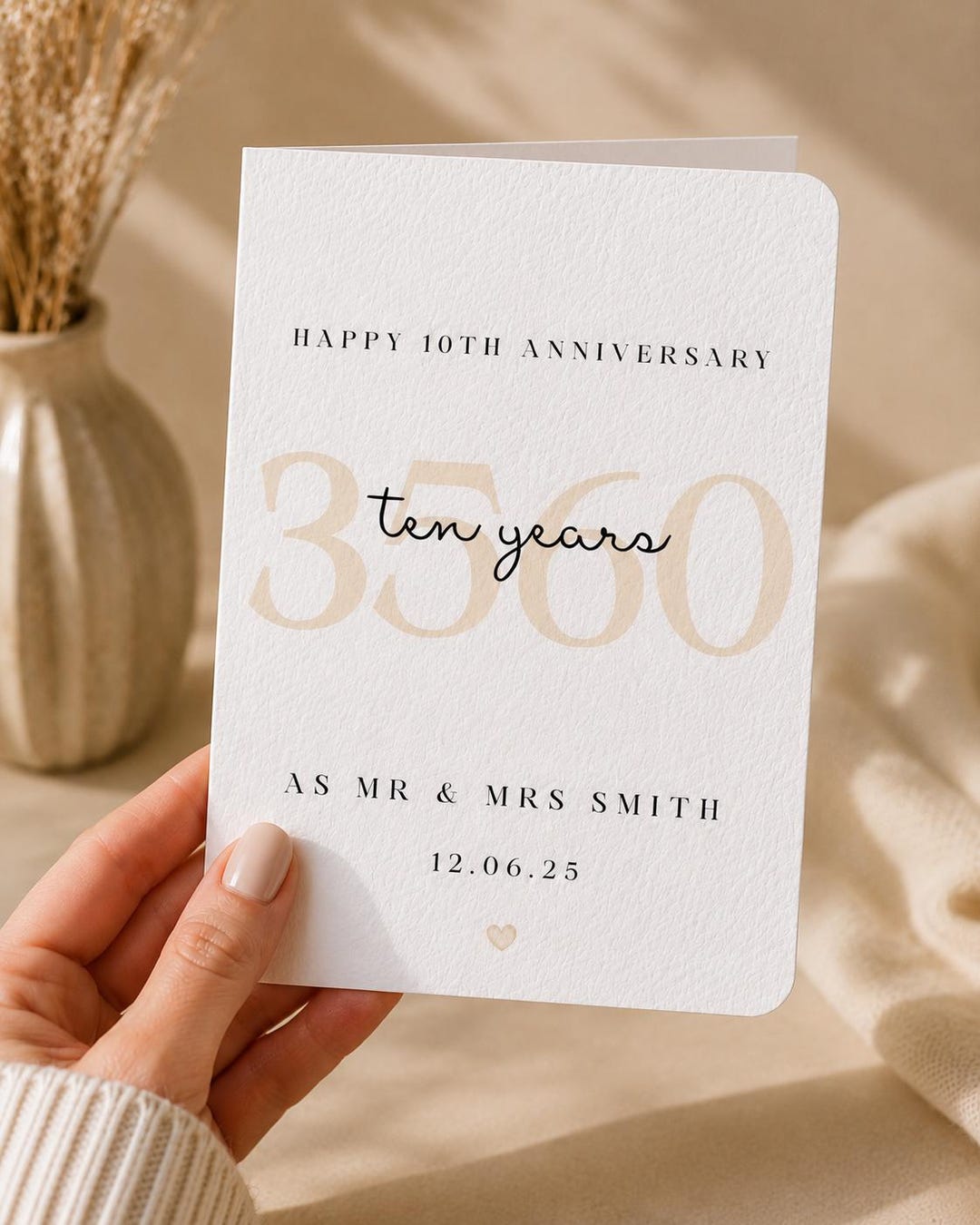 Personalised 10th Anniversary Card | Elegant Anniversary Card for ...