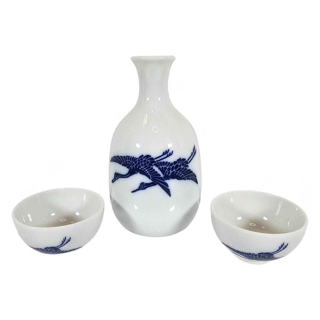 Vintage Japan Airlines JAL Porcelain Sake Set Crane Motif - Etsy