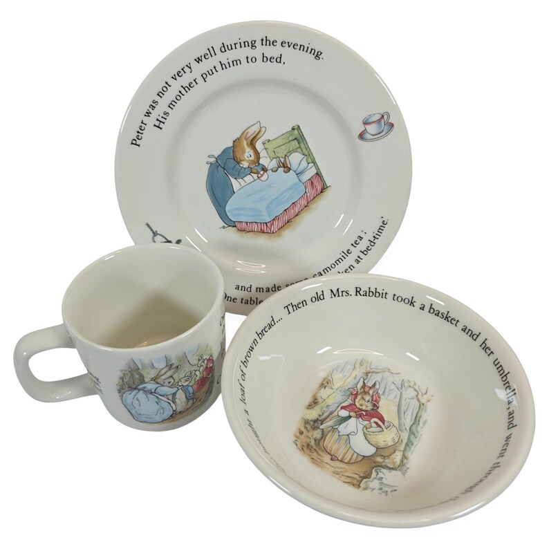Vintage Wedgwood Peter Rabbit Nursery Set With Box 3-piece Beatrix ...