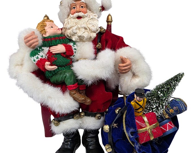 Vintage Santa Claus Figurine in Chair With Child Christmas Collectible ...