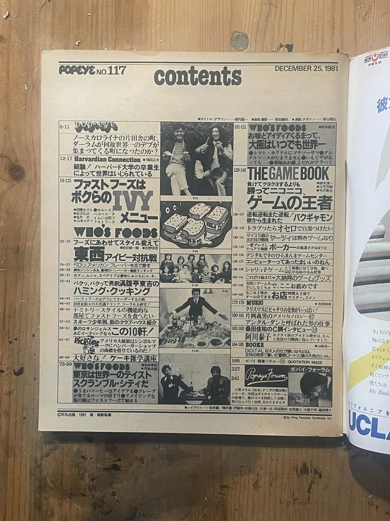 POPEYE Magazine December 1981 – Fast Food Special – Vintage Japanese ...