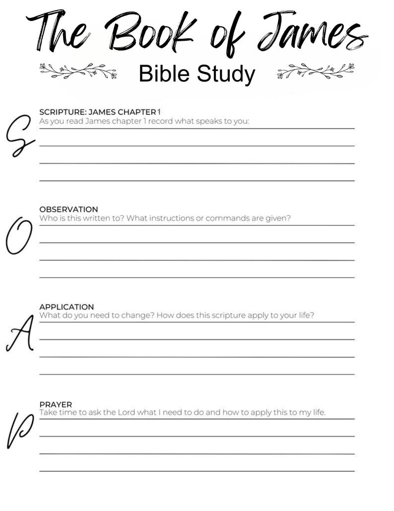Book of James Bible Study Printable | SOAP Study Guide | Christian ...