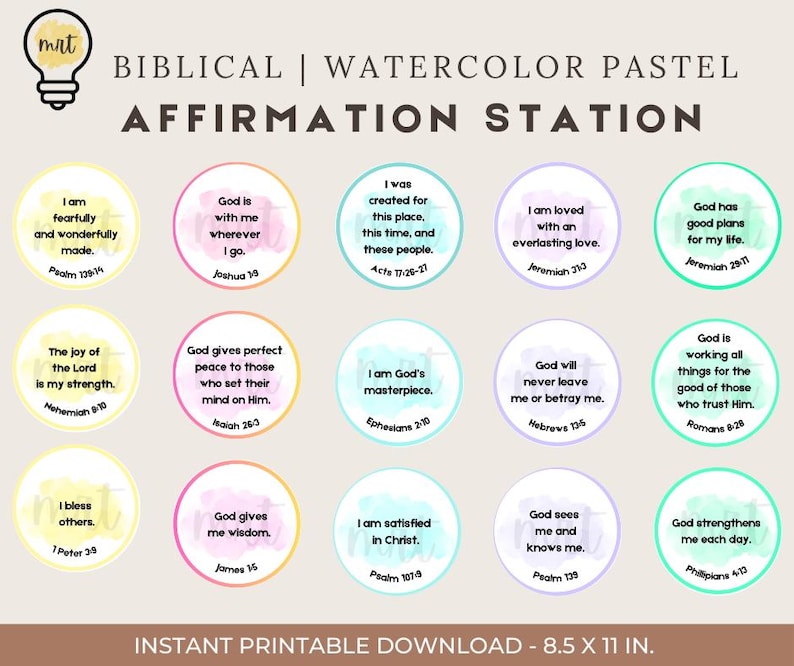 Pastel Watercolor Christian Wall Decor |biblical Affirmation Station ...