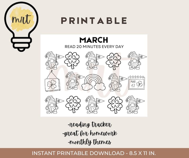 Monthly Coloring Reading Tracker: Fun Book Log for Kids (PDF Download ...